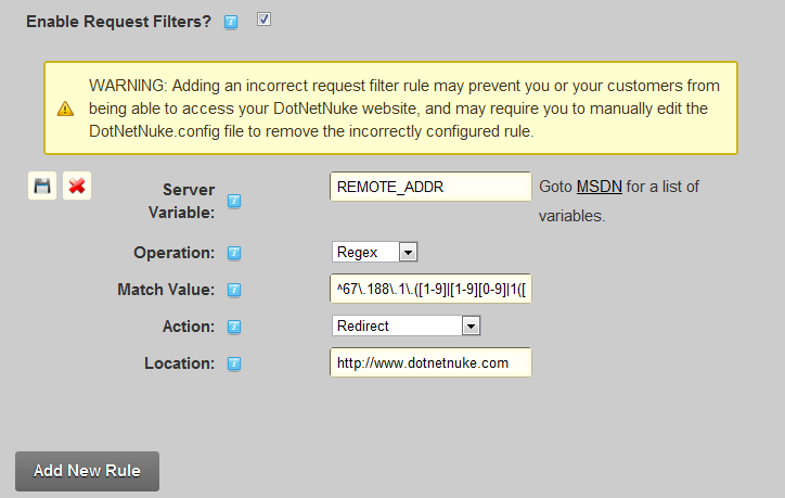 Using request filters in DotNetNuke to restrict website access > DNN Corp